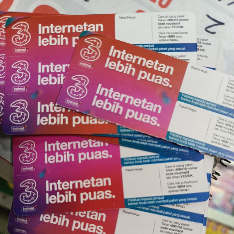 Jual voucher tri 1 pak isi 250 lembar / 750 kode sn | Shopee Indonesia