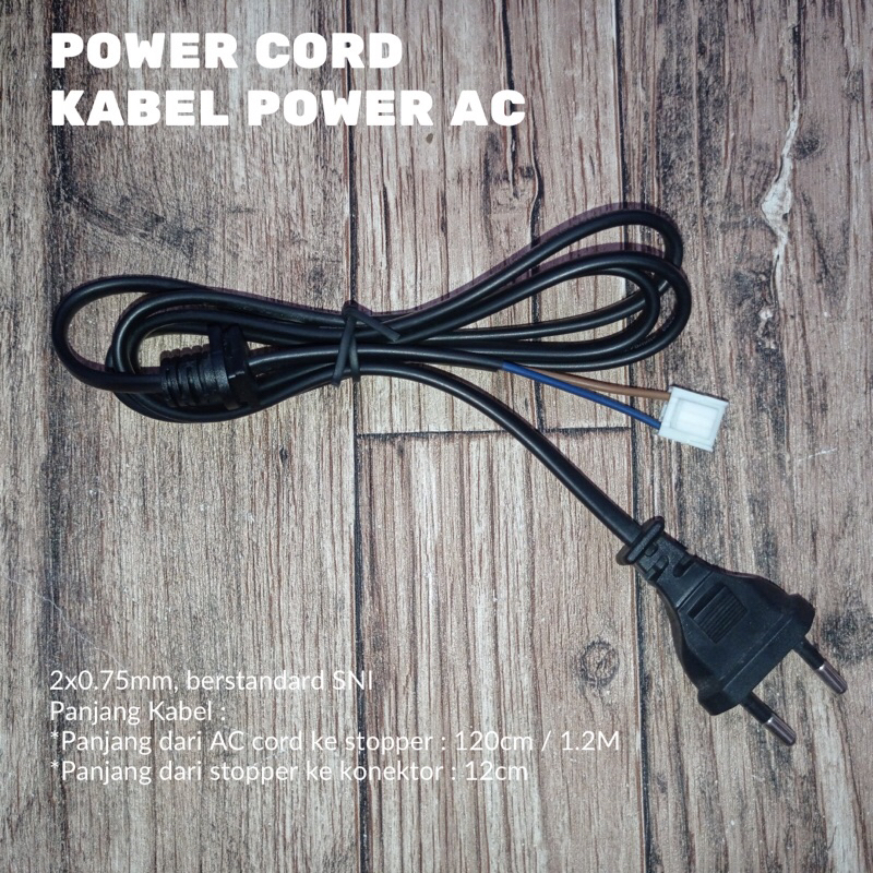 Jual Kabel Power AC 220V 2x0.75mm Kabel Koneksi Power Cord TV Monitor ...