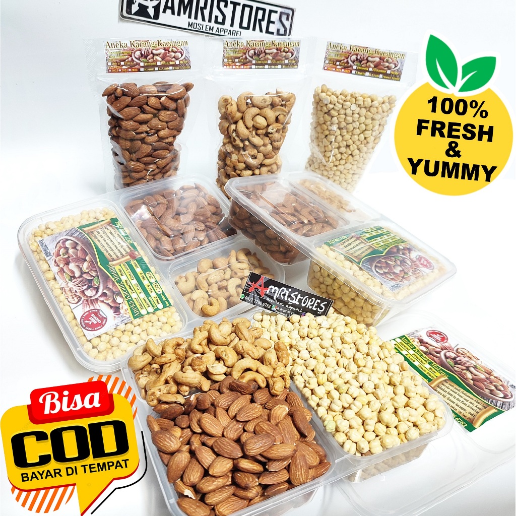 Jual Paket 3in1 kacang Almond mede kacang arab panggang kemasan cantik ...