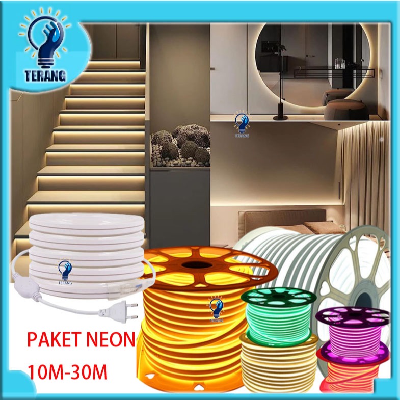 Jual Paket Lampu Neon Flex 220V 10m 15m 20m 25m 30 meter Warna Neon Box ...