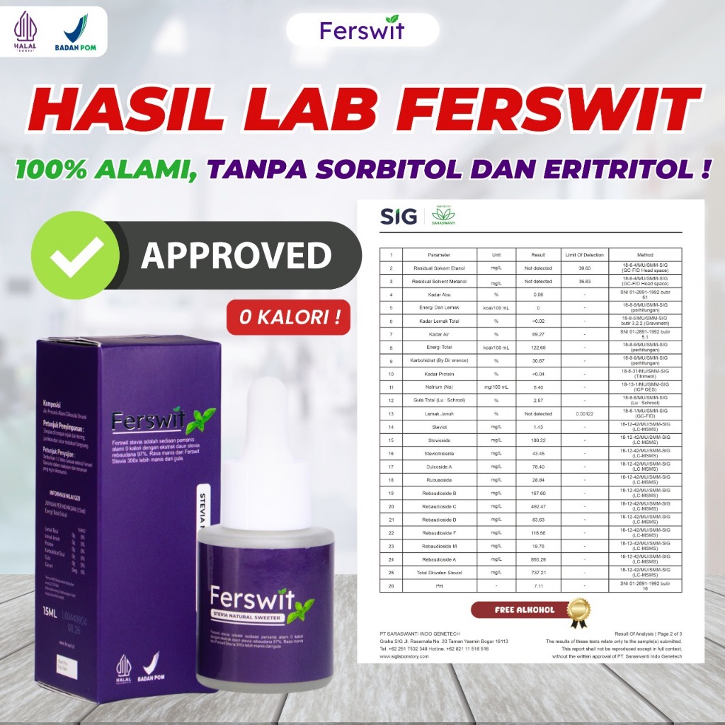 Jual Ferswit Pemanis Alami Gula Tetes Stevia 100% Original | Shopee ...