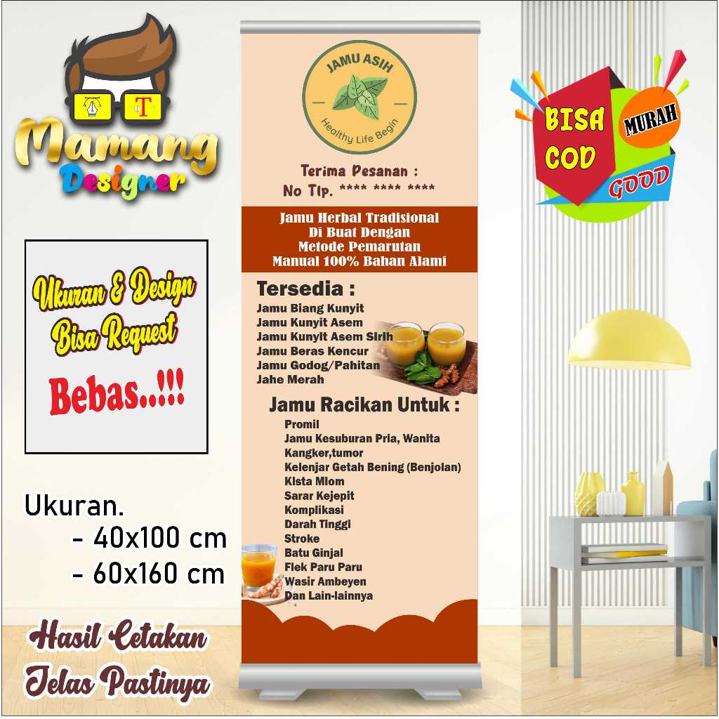 Jual Cetak Spanduk Banner Custom Jualan Jamu Design Keren bb | Shopee ...