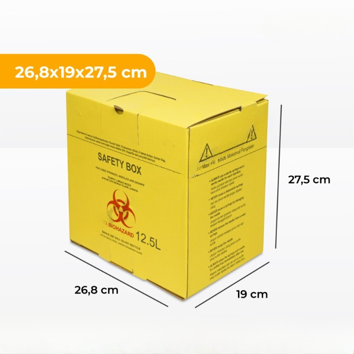 Jual Tempat Sampah Medis Rumah Sakit 26x19x27 Cm Safety Box Ukuran 12.5 ...