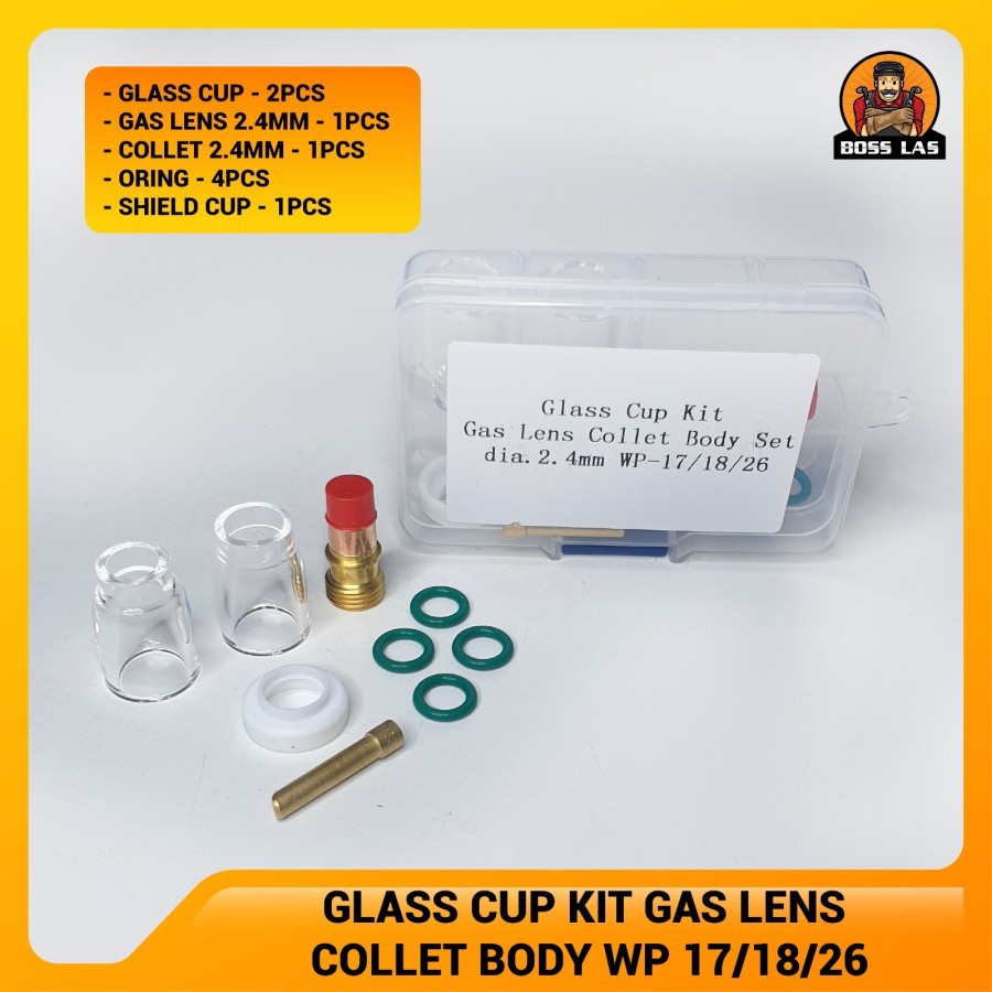Jual TITAN Pyrex Glass Cup Kit Gas Lens Collet Body Set Diameter 2,4mm ...