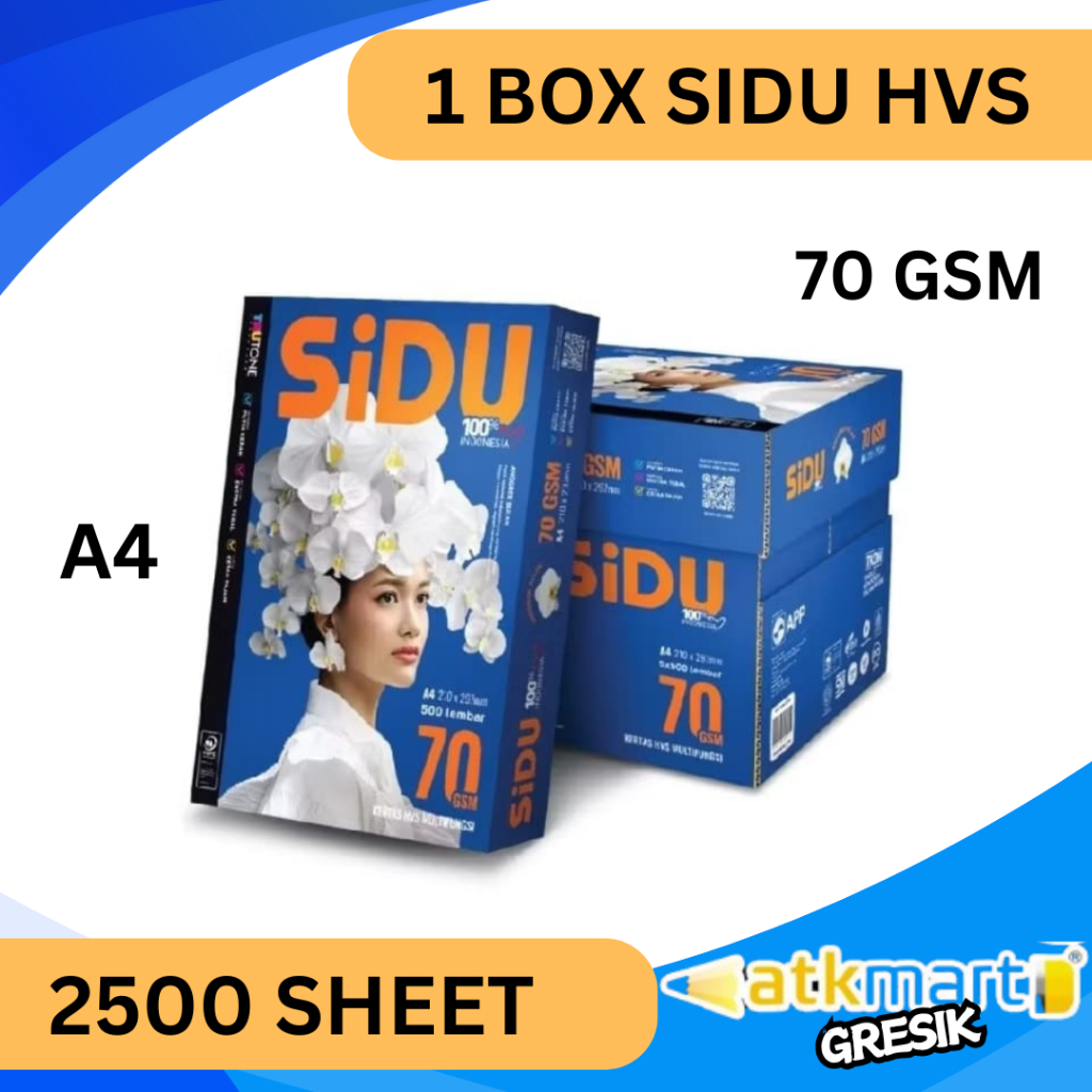 Jual KERTAS HVS A4 70 Gram / HVS SIDU Sinar Dunia A4 70 GSM 1 BOX / 5 RIM Kertas Print Fotocopy ...