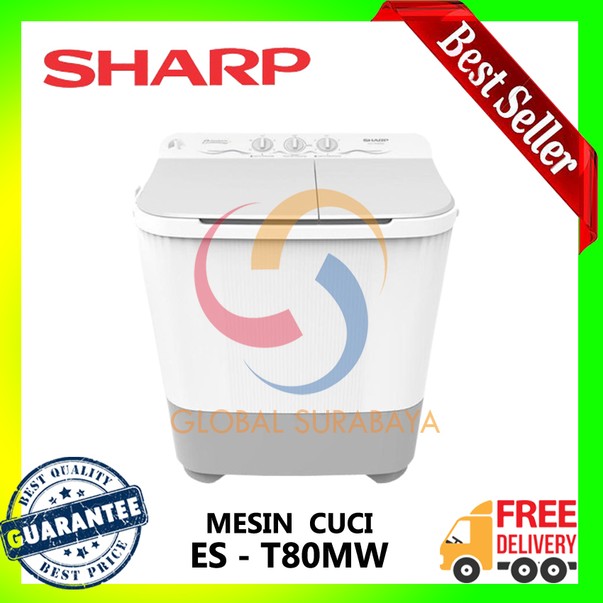 Jual Mesin Cuci 2 Tabung Sharp 8 Kg Twin Tub ES-T85MW-BK/HK | Shopee Indonesia