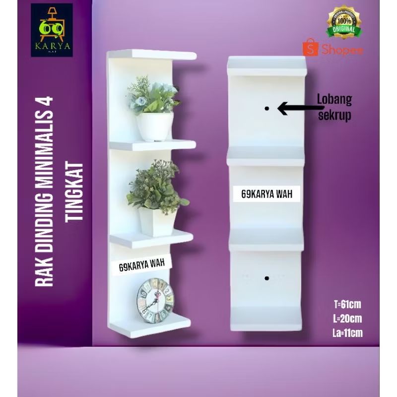 Jual RAK PUTIH 4TINGKT FURNITURE MINIMALALIS | RAK SUSUN DINDING | RAK ...