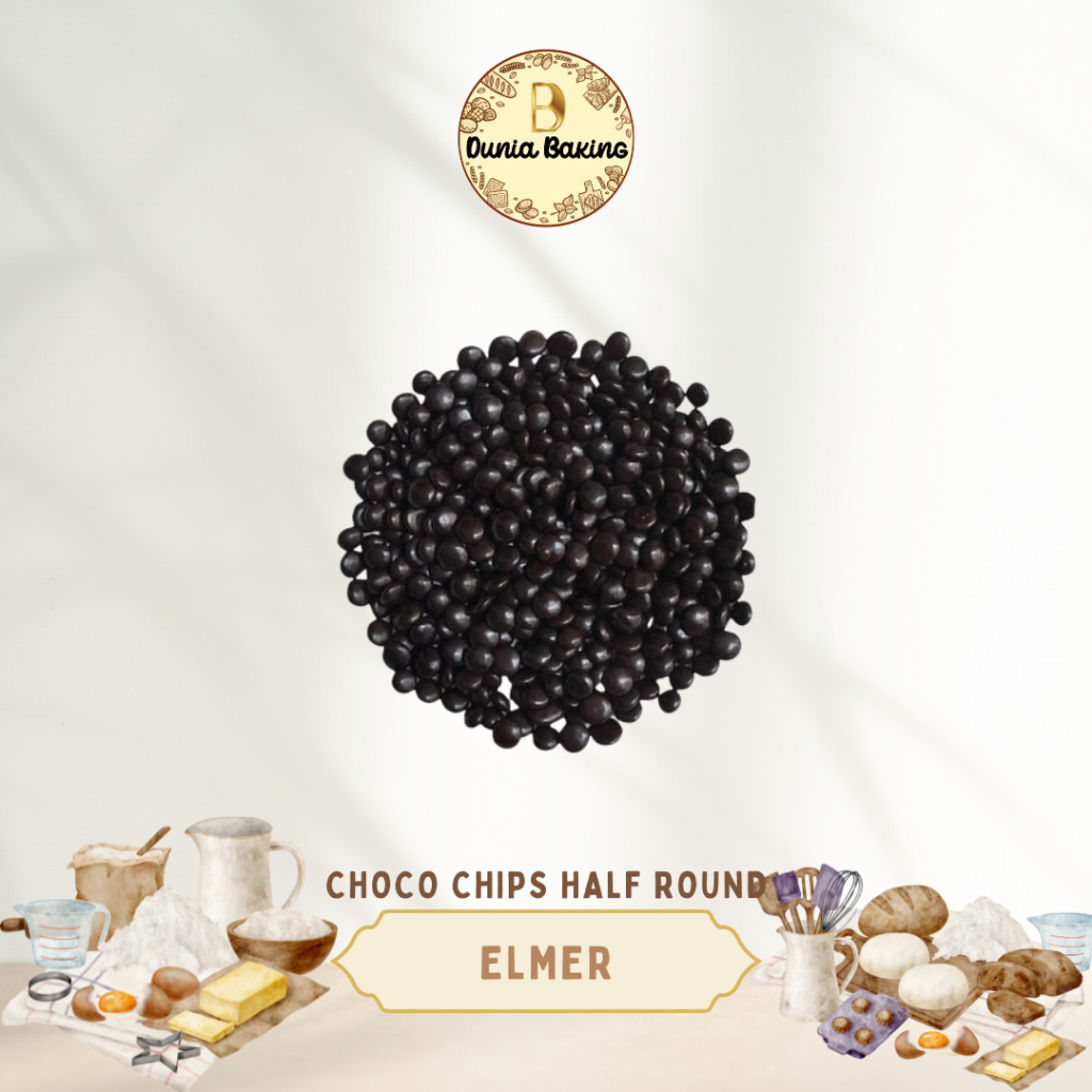 Jual Elmer choco chip setengah bulat 100gr & 250gr | coklat butir elmer ...