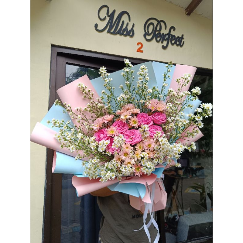 Jual buket bunga mawar fanta fresh flower bouquet bunga segar asli ...