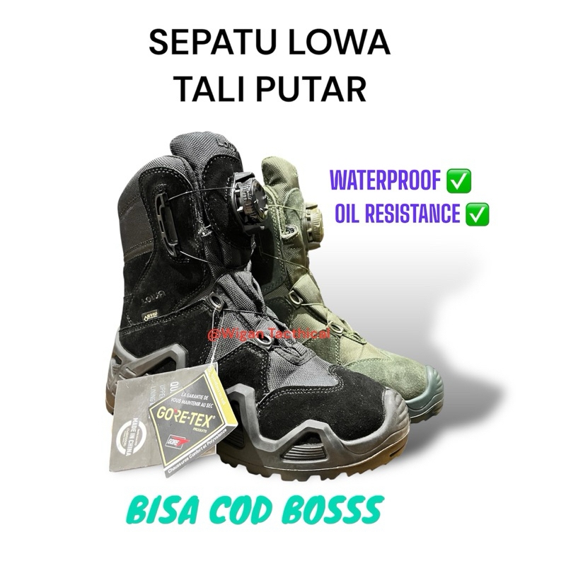 Jual SEPATU LOWA TERBARU TALI PUTAR WARNA BLACK ARMY | Shopee Indonesia