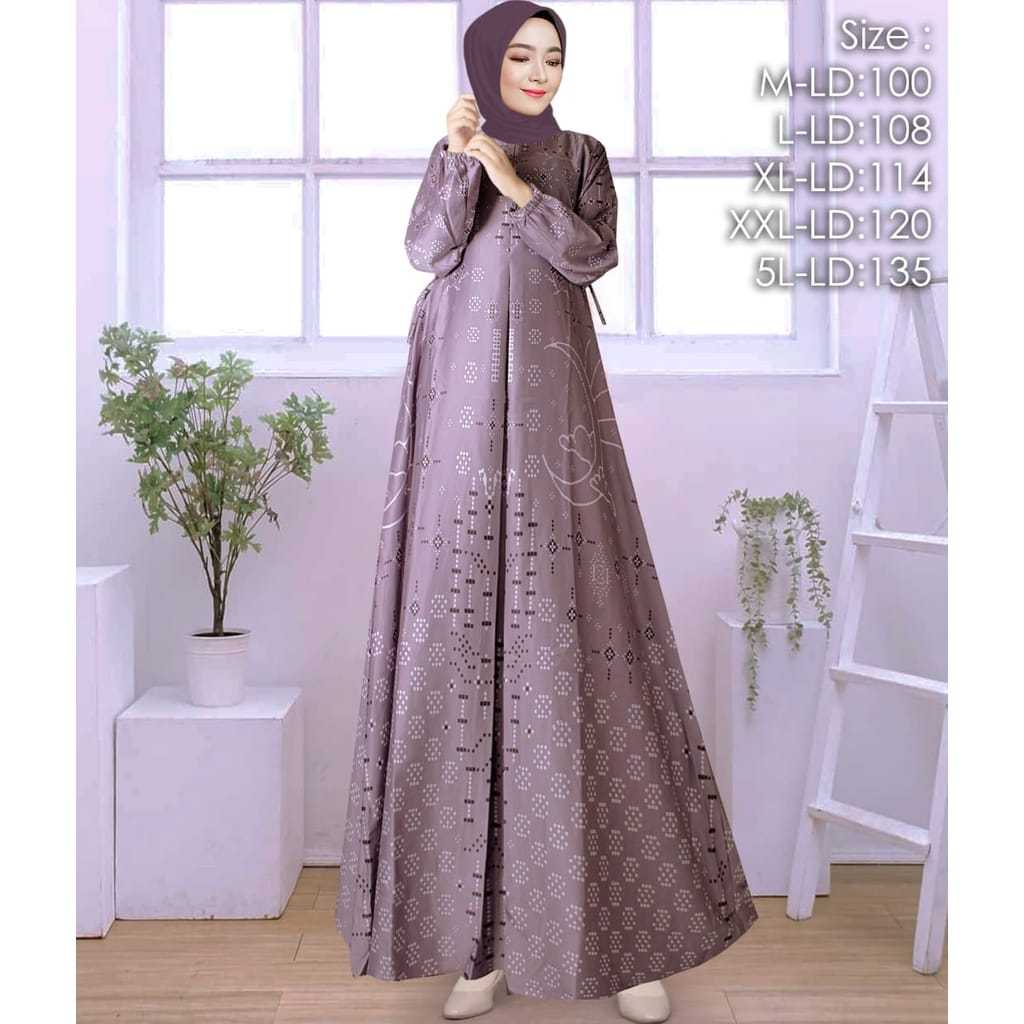 Jual (COD) Gamis Silk Premium Motif Printing Bunsui Jumbo Terbaru ...