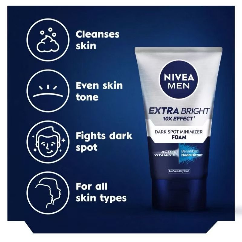 Jual Nivea Men Extra Bright Facial Foam 100ml | Shopee Indonesia