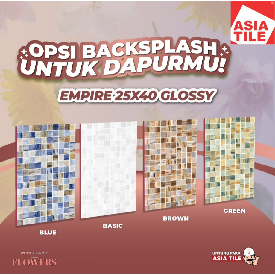Jual KERAMIK DINDING EMPIRE SERIES MOTIF KOTAK UK.25X40 GLOSSY KERAMIK ...