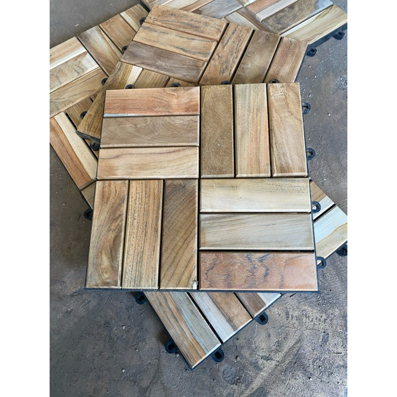 Jual lantai kayu jati floring decking puzzle | Shopee Indonesia