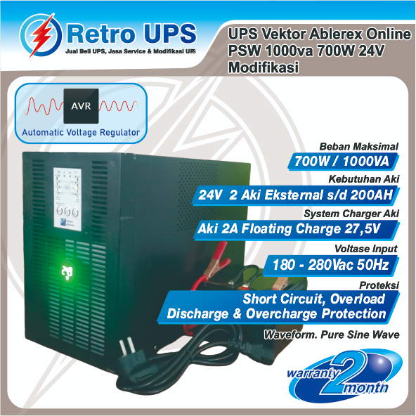 Jual UPS Modifikasi Vektor Ablerex Online PSW 1000va 700W 24V Modif ...