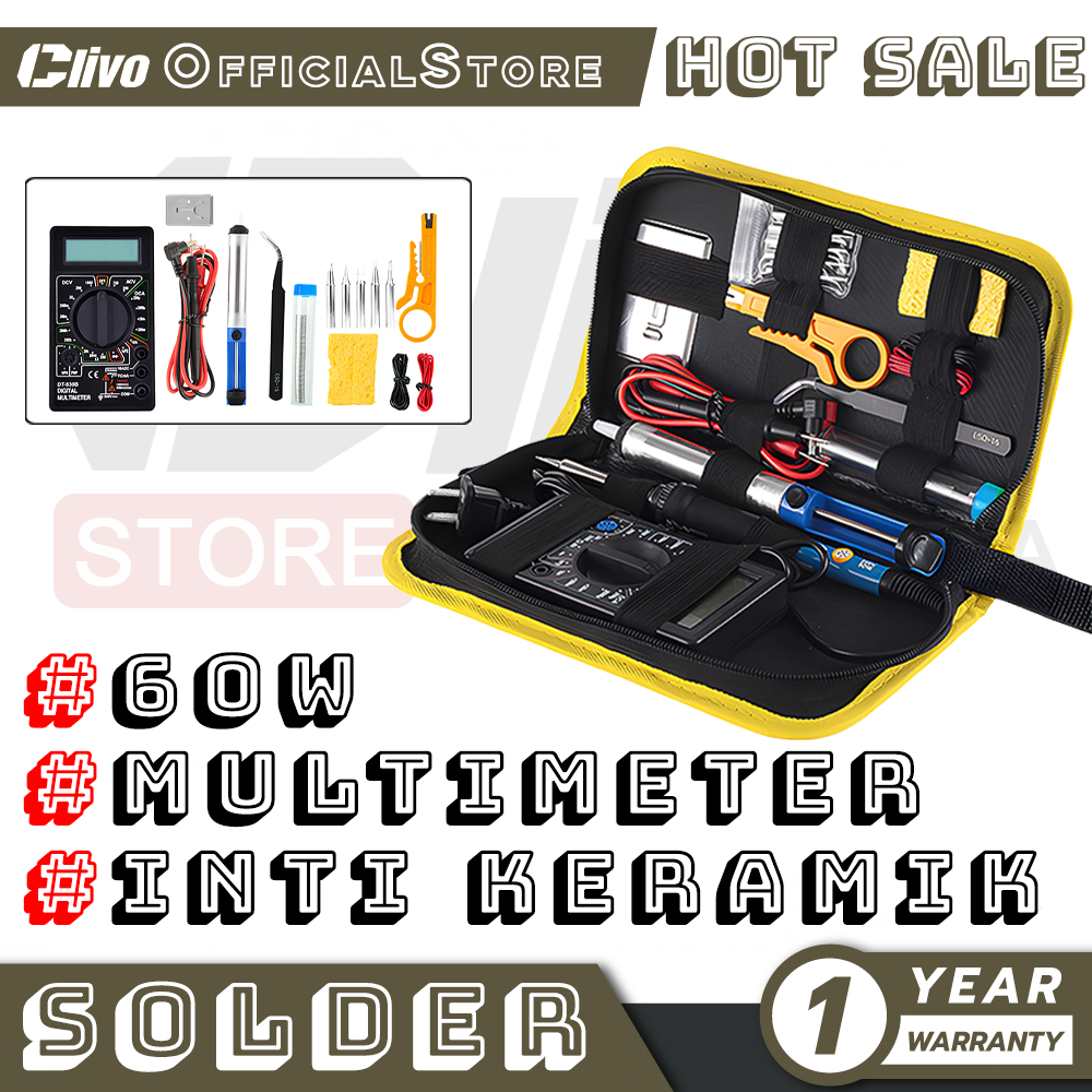 Jual Clivo 60W Set Solder Listrik Lengkap dengan Multimeter Iron Tool ...