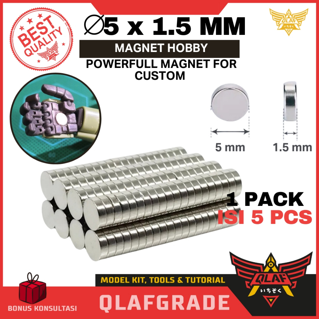 Jual Magnet Hobby 5 x 1.5mm rare earth powerfull custom gundam model ...
