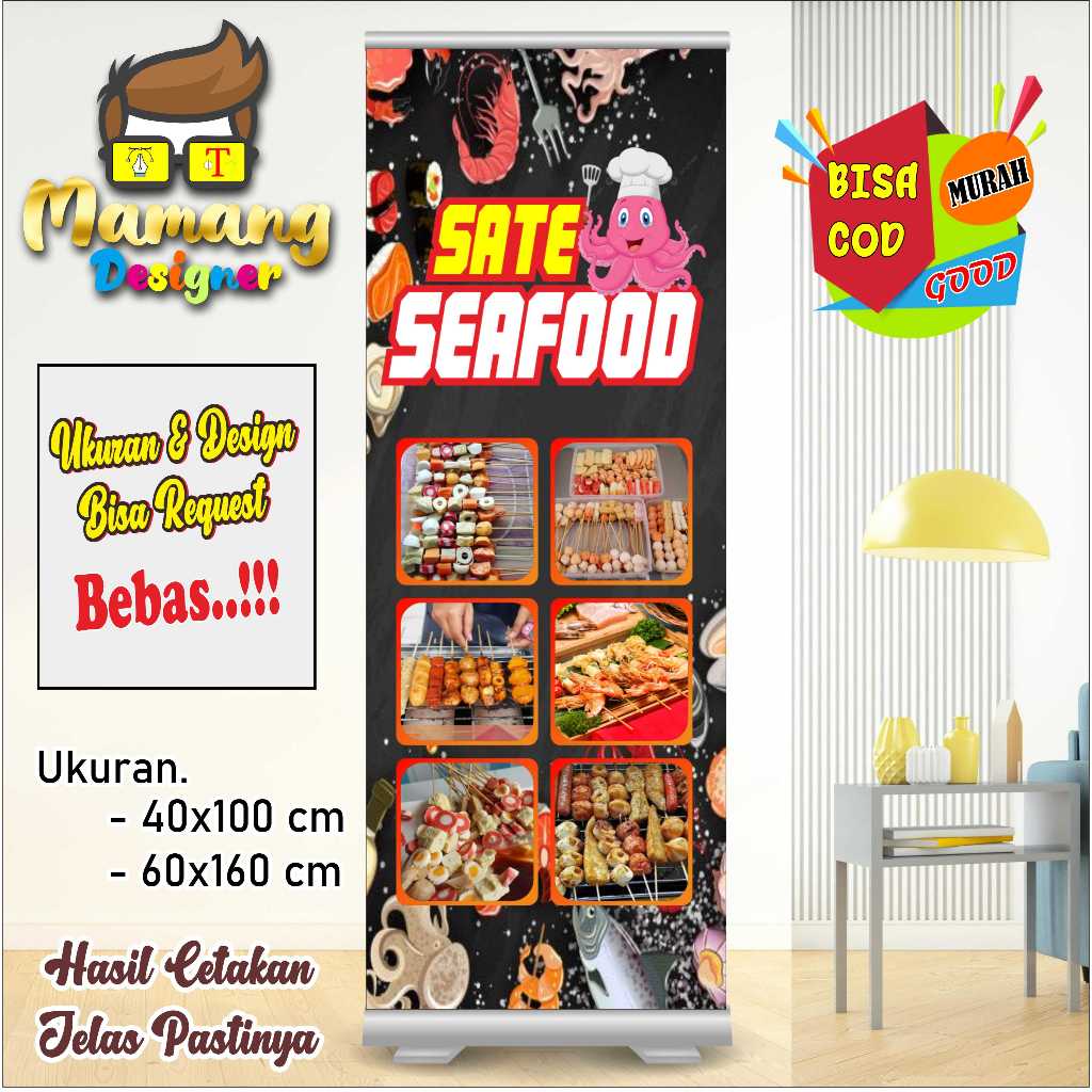 Jual Cetak Spanduk Banner Sate Seafood Design Bisa Custom bb | Shopee ...