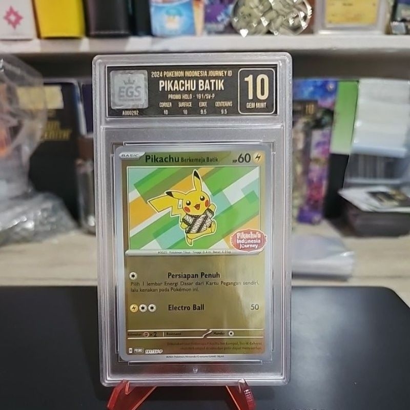 Jual pikachu batik holo foil grading slab egs not psa bgs cgc indonesiia kartu pokemon tcg ...
