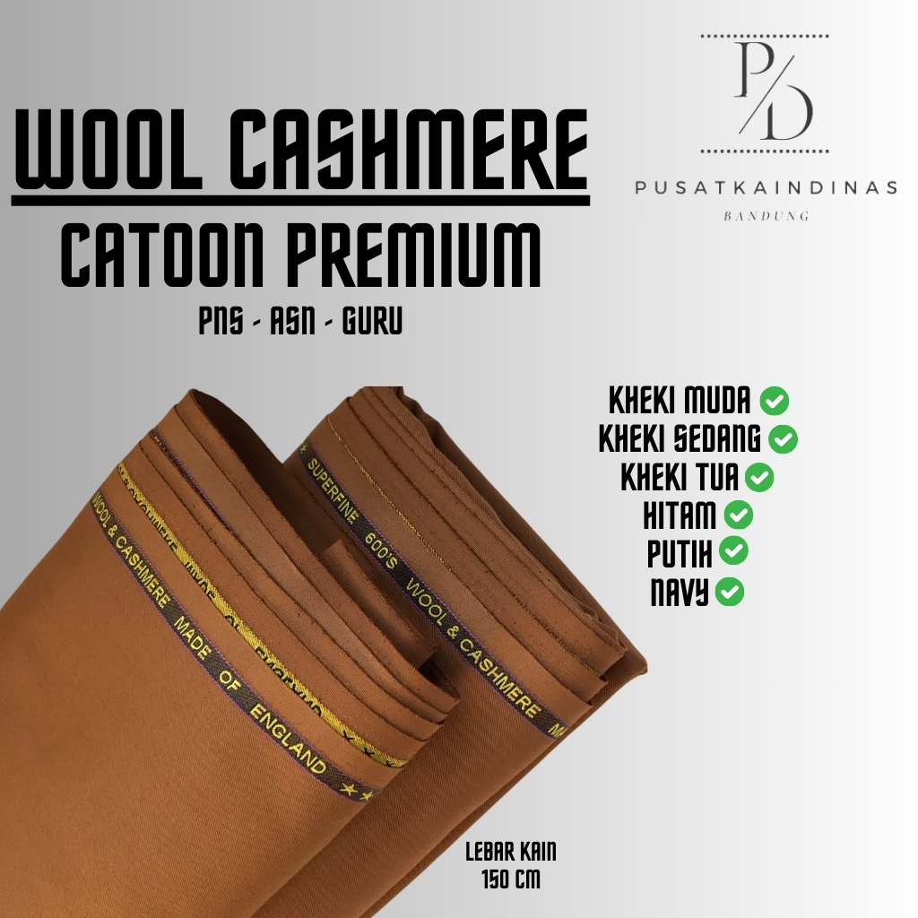 Jual BAHAN KAIN KHAKI WOOL AND CASHMERE / WOOL CATTON FULL DINAS PNS ...
