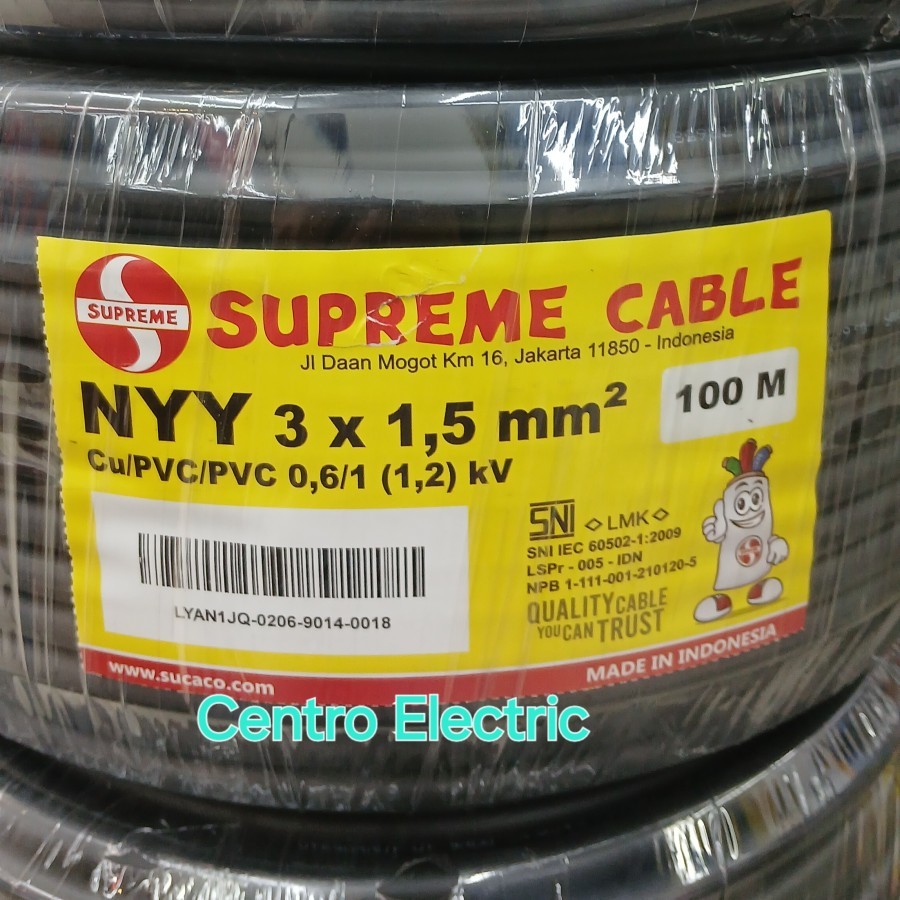 Jual KABEL SUPREME NYY 3X1,5 Kabel Tunggal @100M/Roll | Shopee Indonesia