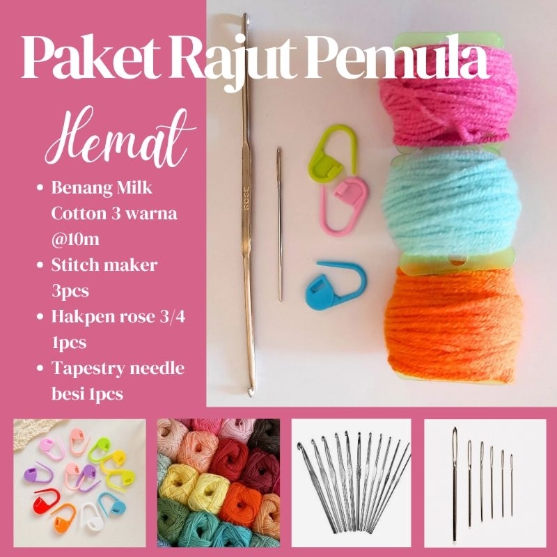 Jual Paket rajut pemula / starter kit crochet/ diy crochet | Shopee ...
