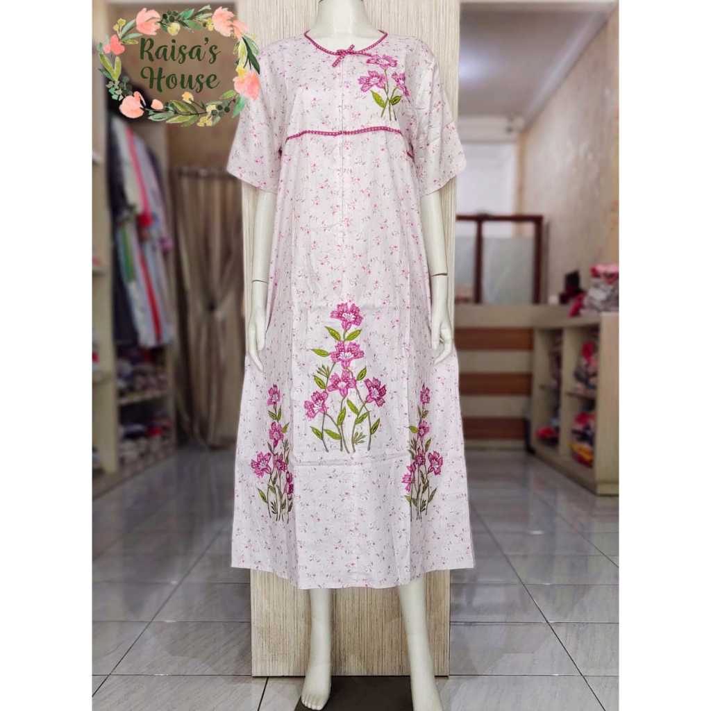 Jual DASTER TUNIK BORDIR KHAS MALANG - LENGAN PENDEK | BABY PINK ...