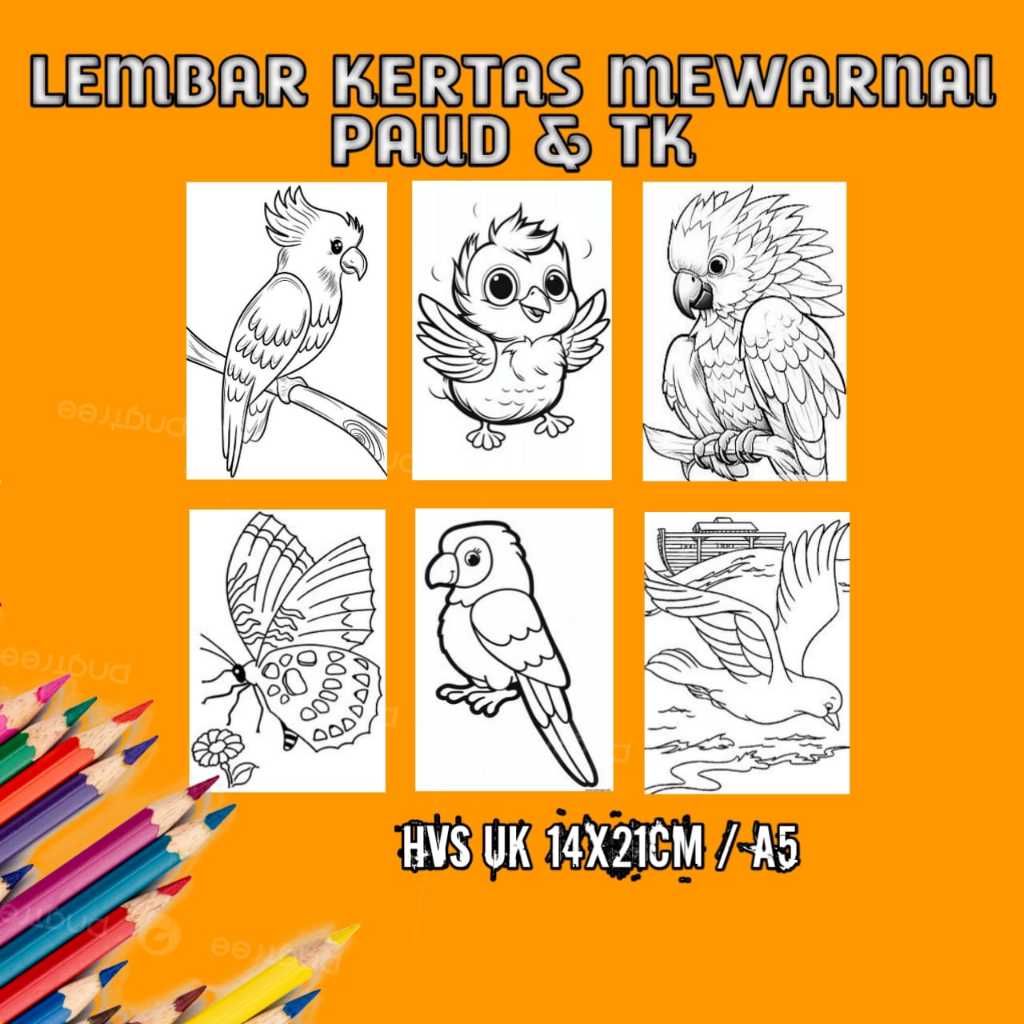 Jual LEMBAR KERTAS MEWARNAI ANAK tema BURUNG full colour untuk paud dan tk | Shopee Indonesia