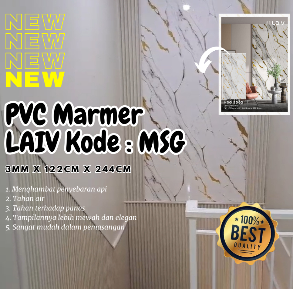 Jual Marmer PVC Dinding Glossy | UPVC Marmer LAIV Tebal 3mm Kode MSG ...