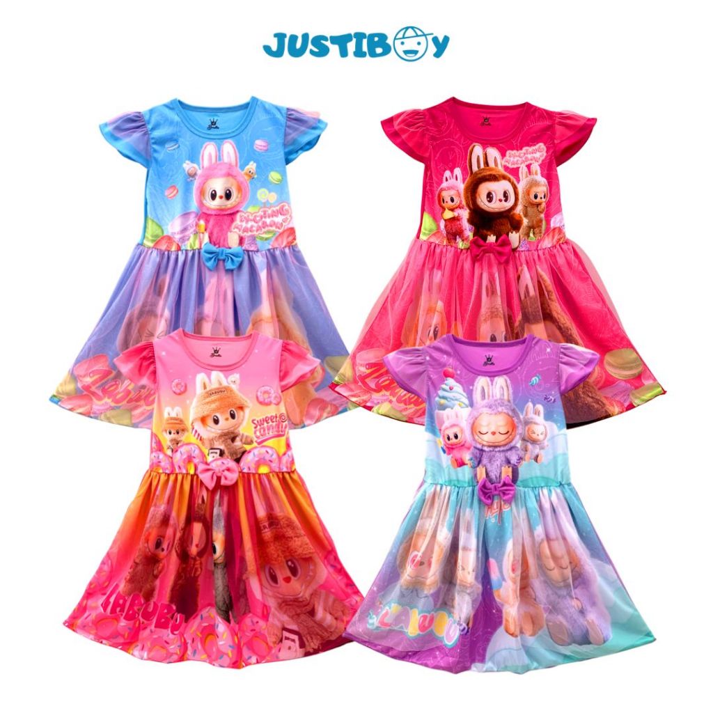 Jual Dress Anak Perempuan Labubu Lengan Ruffle / Daster Anak Cewe The ...