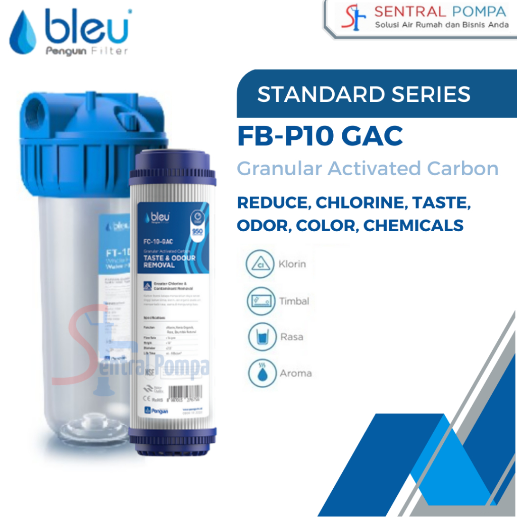 Jual Water Filter Penguin bleu 10" + GAC Cartridge Carbon Housing ...