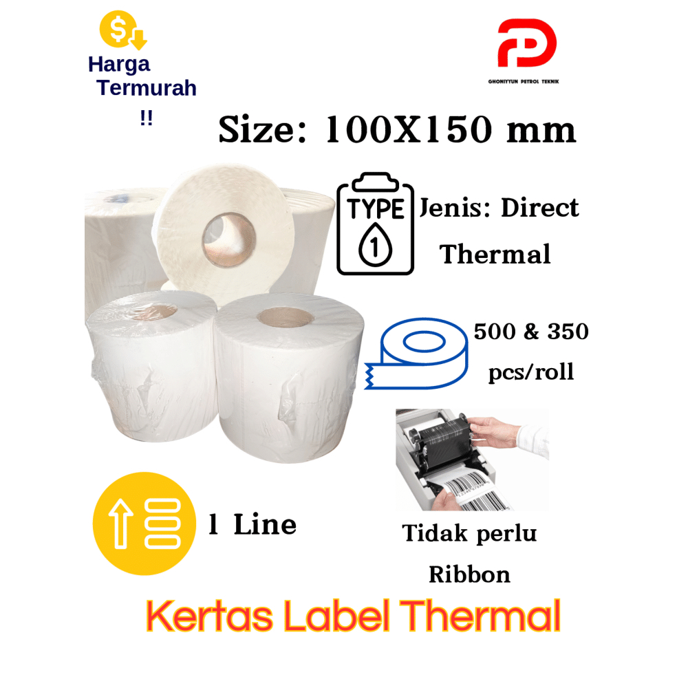 Jual KERTAS LABEL STICKER THERMAL 100X150 mm UKURAN A6 BARCODE X-printer | Shopee Indonesia