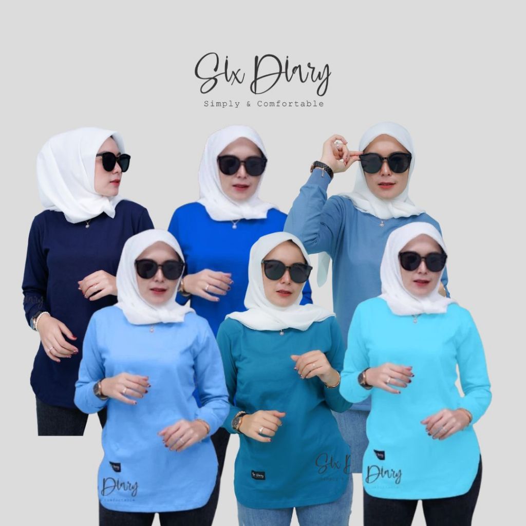 Jual Six Diary Official Atasan Wanita Kaos Oval Viral Tangan Panjang ...