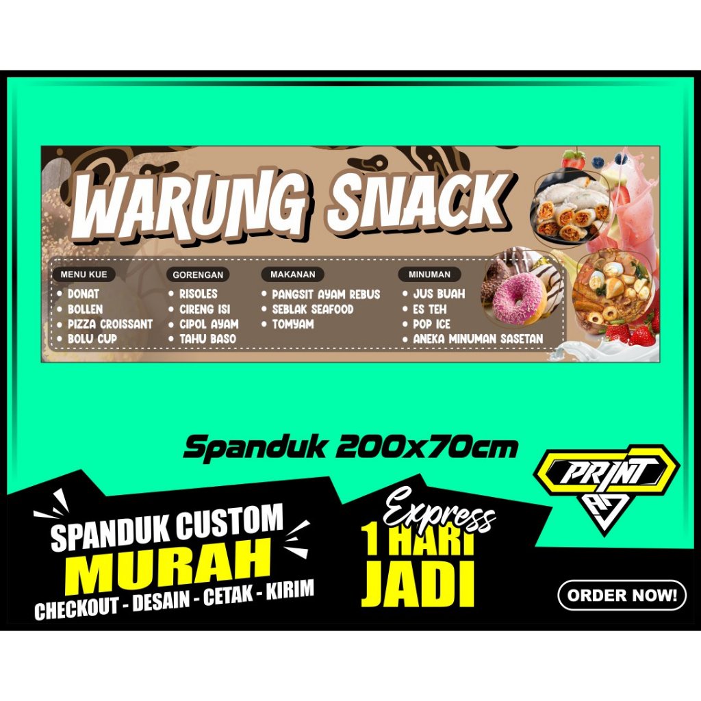 Jual Banner WARUNG SNACK, Spanduk WARUNG SNACK, 200x70 cm, COD, Banner ...
