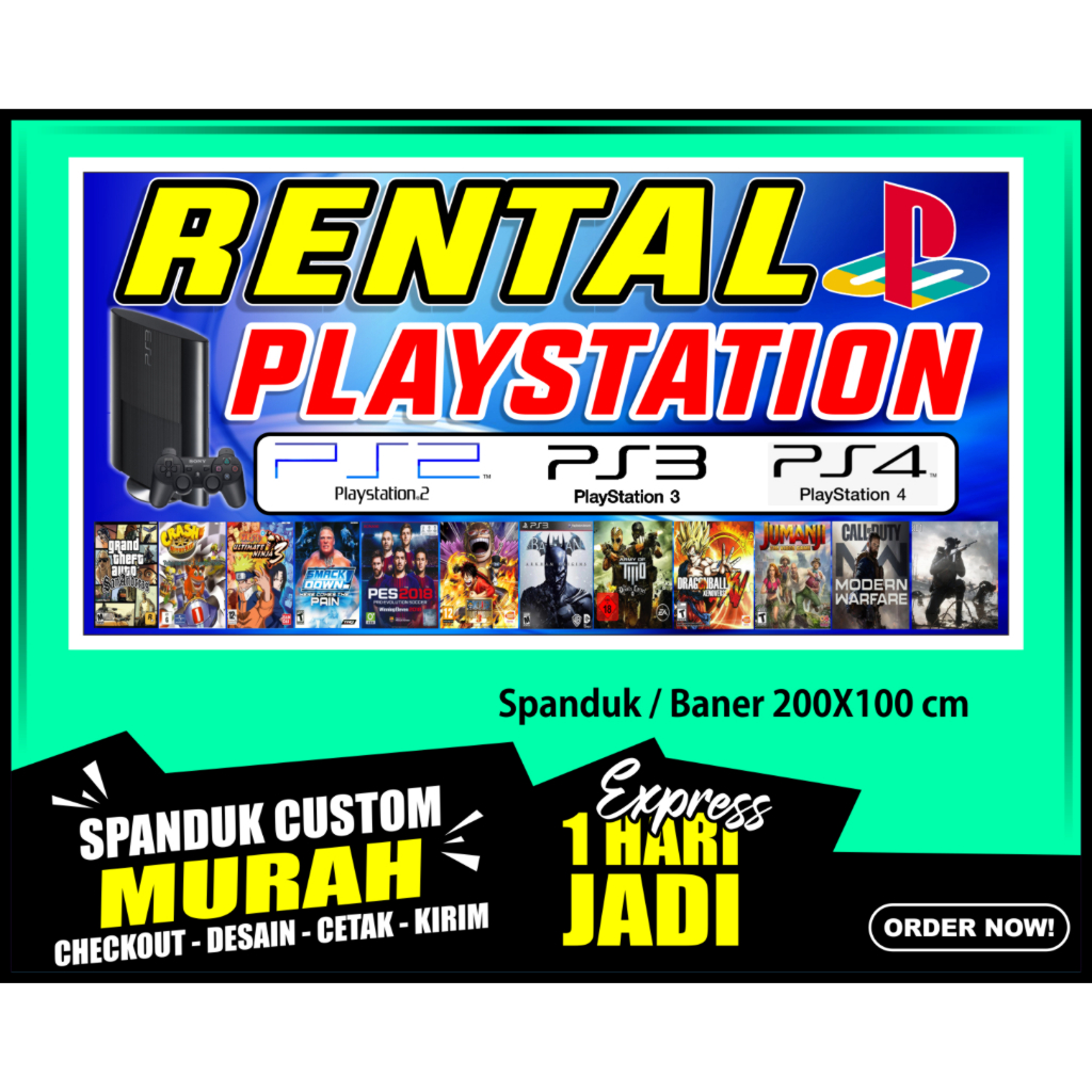 Jual Banner RENTAL PS, Spanduk RENTAL PS 200X100 cm COD. Banner RENTAL ...
