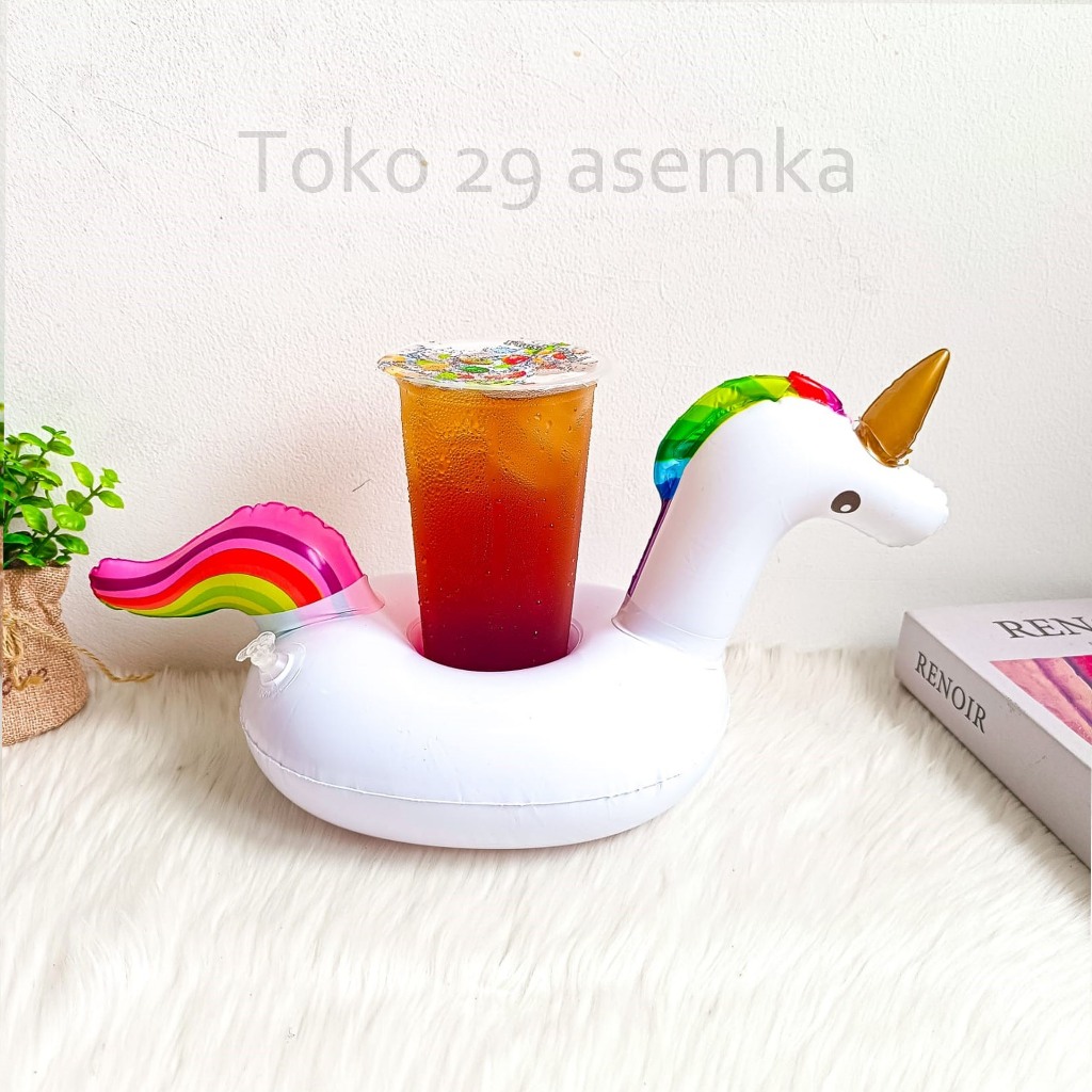Jual floaties Cup holder float rainbow unicorn BAN INFLATABLE pelampung gelas pelampung minum ...
