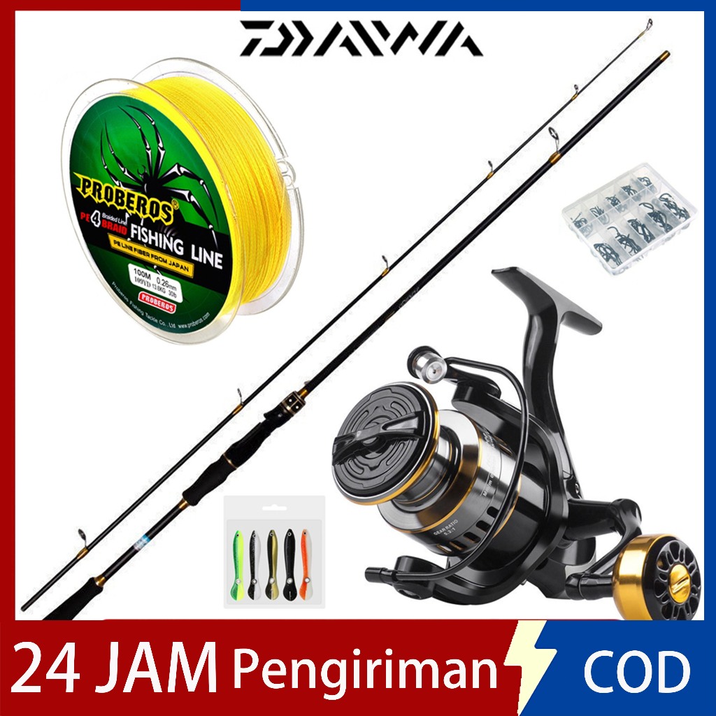 Jual DAIWA Joran Pancing Rod＆reel Portabel pancing 1 set murah Tegek Set Kuat logam Reel Power ...