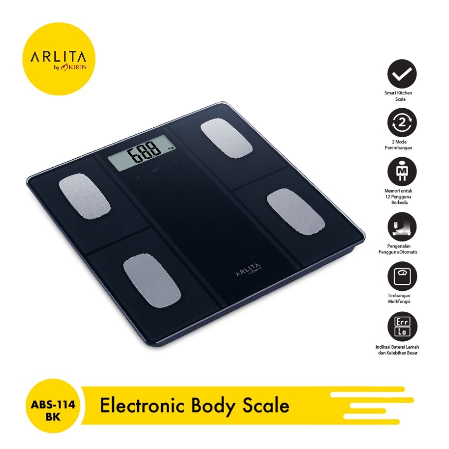 Jual Timbangan Badan Kirin Arlita ABS 114 Body Scale Digital 150 kg Black White Timbangan ...