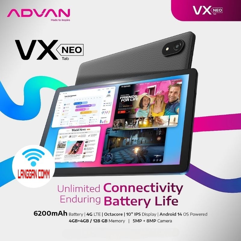 Jual Tablet Advan VX Neo 10.1 Inch HD Ram 4GB Storage 128GB 4G LTE Os Android 14 Tablet Android ...