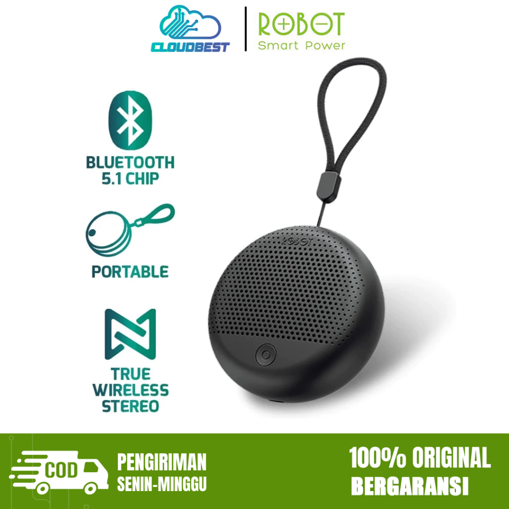 Jual Speaker Bluetooth Chip 5.1 Portable ROBOT RB30 TWS True Wireless ...