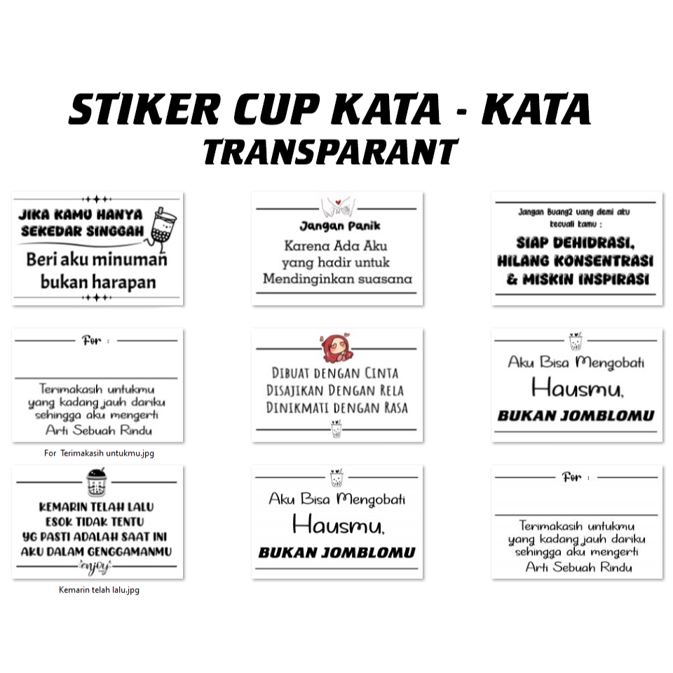 Jual 56 Pcs Stiker Kata Kata Lucu Kemasan Minuman Kekinian | Shopee Indonesia