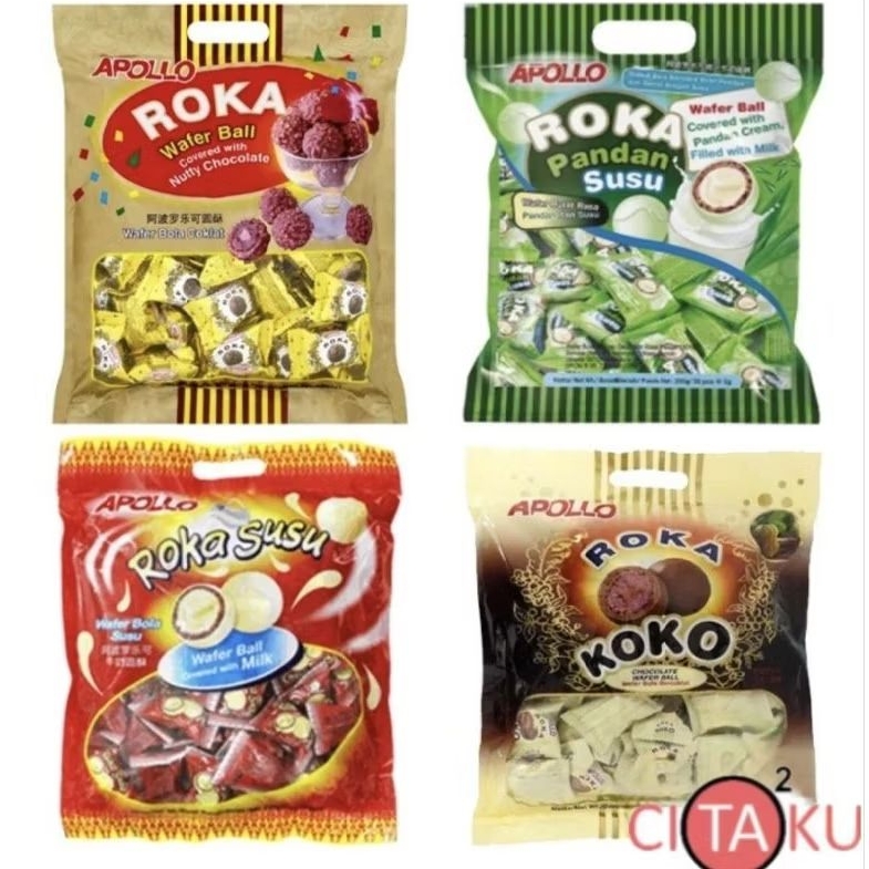 Jual APOLLO Roka Wafer Ball with Nutty Chocolate / Susu / Pandan Susu ...