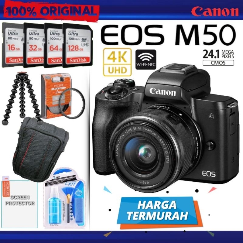 Jual CANON EOS M50 + LENSA 15-45MM IS STM ( PRODUK ORIGINAL ) BARU DAN ...