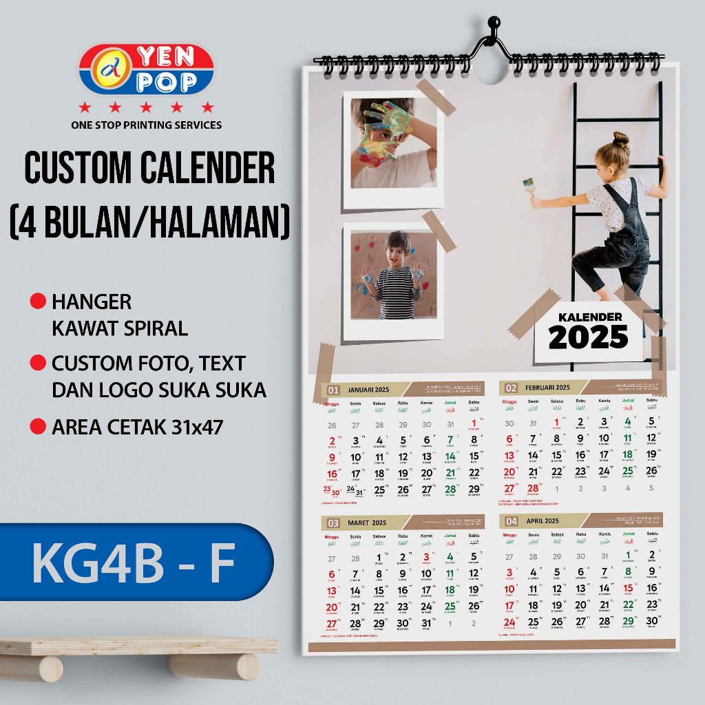 Jual Kalender Custom Kekinian 4 Bulanan Full Color Cover / Tanpa Cover ...