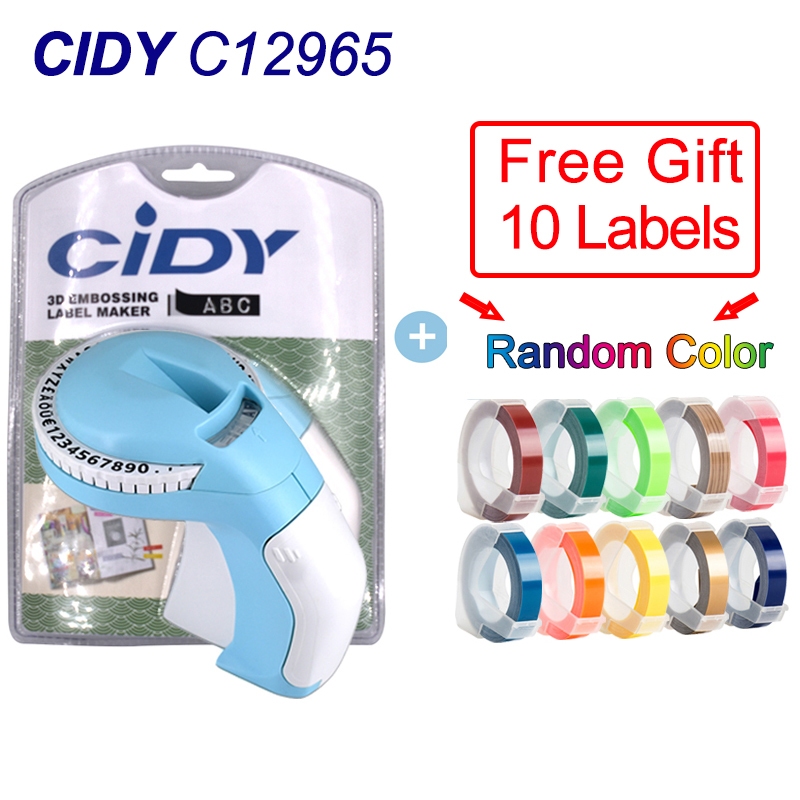 Jual (With 10 refills) CIDY 12965 embossing label maker Hand Printing ...