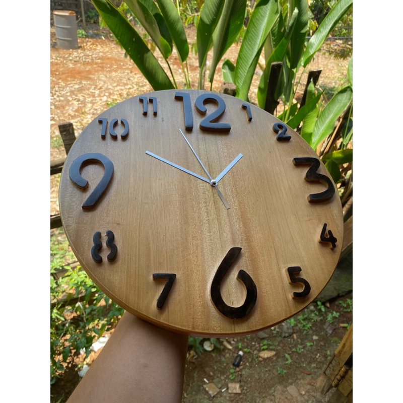 Jual Jam Dinding Kayu Jati Font Write | Shopee Indonesia