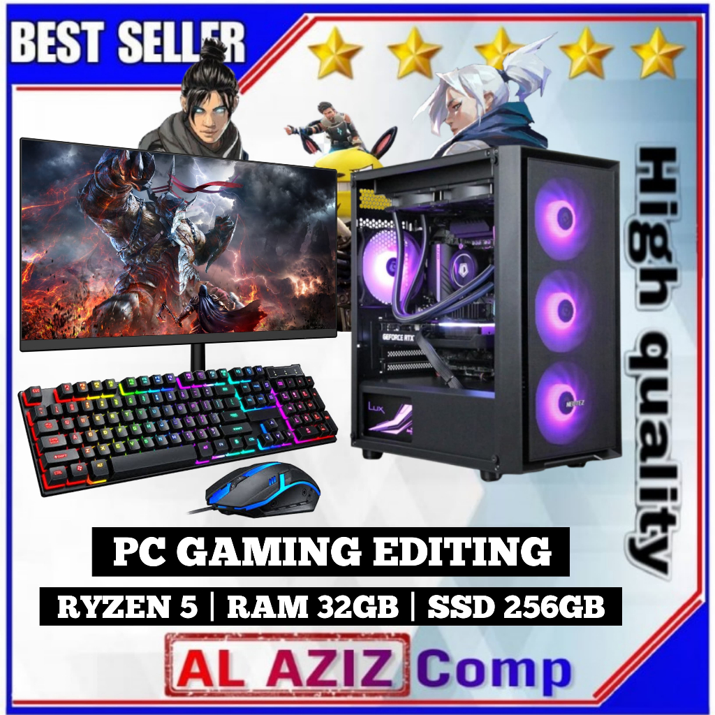Jual PC Gaming Fullset 24 inch AMD Ryzen 5 5600G VGA Radeon Series RAM ...