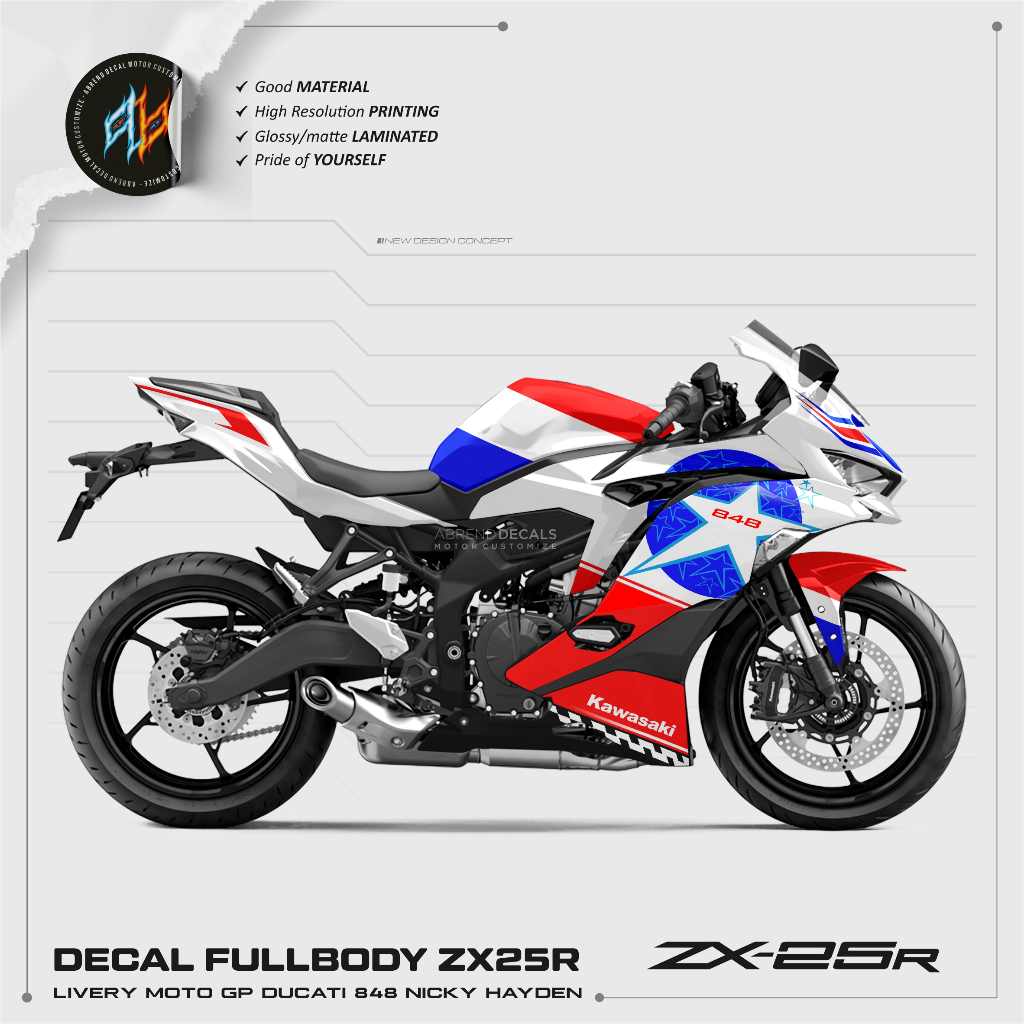 Jual DECAL FULLBODY ZX25R LIVERY DUCATI 484 NICKY HAYDEN / STIKER MOTOR ...