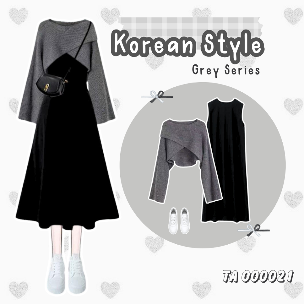 Jual TA 000021 Setelan korean style | vest silang | vest rajut wanita ...