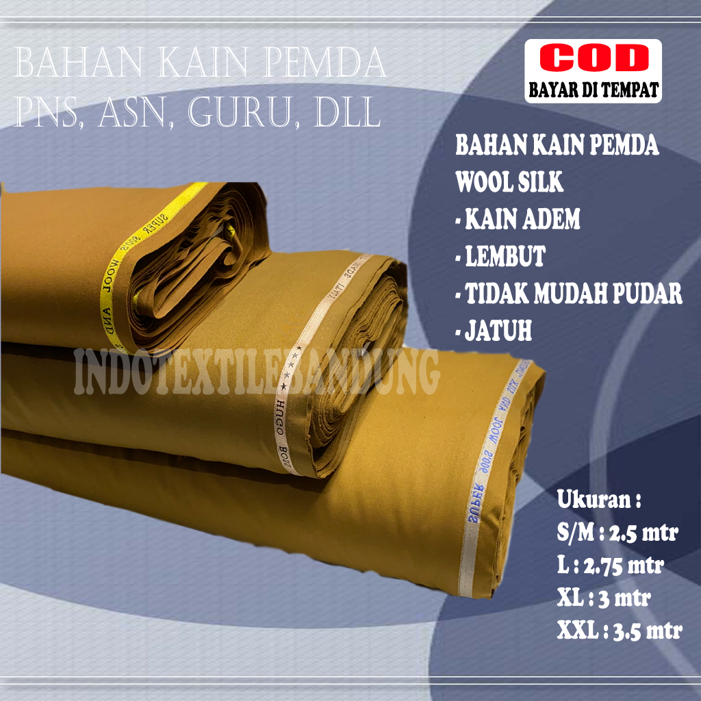 Jual Kain pemda khaki super premium wool silk bahan baju seragam setelan dinas PNS PDH ASN katun ...